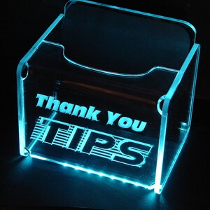 LED Glowing Tip Box- Scanline Font- Tip Jar -LED Tip Jar -light up Tip ...