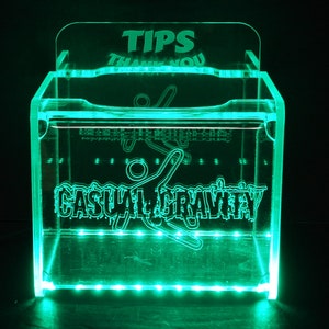 LED Tip Box W/ Your Logo Tip Jar LED Tip Jar light up Tip Jar ballot ...