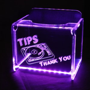LED Glowing Tip Box - Turntable Design for Djs- Tip Jar - LED Tip Jar ...