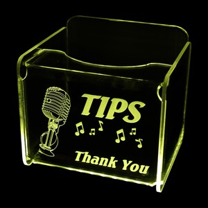 LED Glowing Tip Box - Microphone Design for Singers or Karaoke- Tip Jar ...