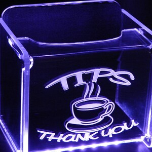 LED Glowing Tip Box-classic Coffee Design for Baristas! Tip Jar -LED ...