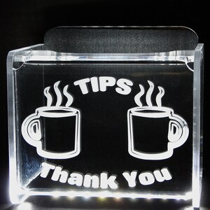 LED Glowing Tip Box Double Cup Coffee Design for Baristas Tip Jar LED ...