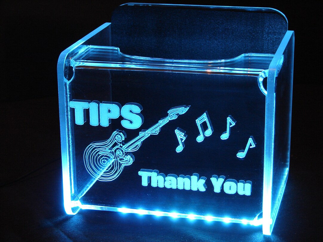 LED Glowing Tip Box- Spiral Electric Guitar for Musicians! Tip Jar -LED ...
