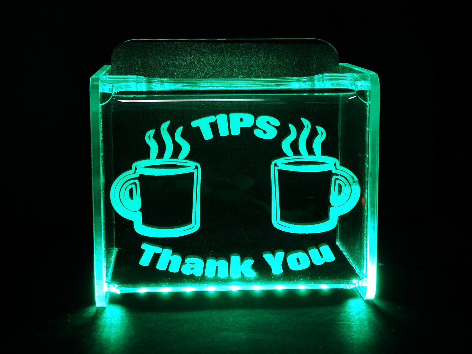 LED Glowing Tip Box Double Cup Coffee Design for Baristas Tip Jar LED ...