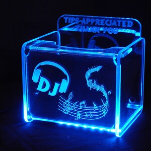 LED Glowing Tip Box- Rolling Music Design for Djs-tip Jar -LED Tip Jar ...