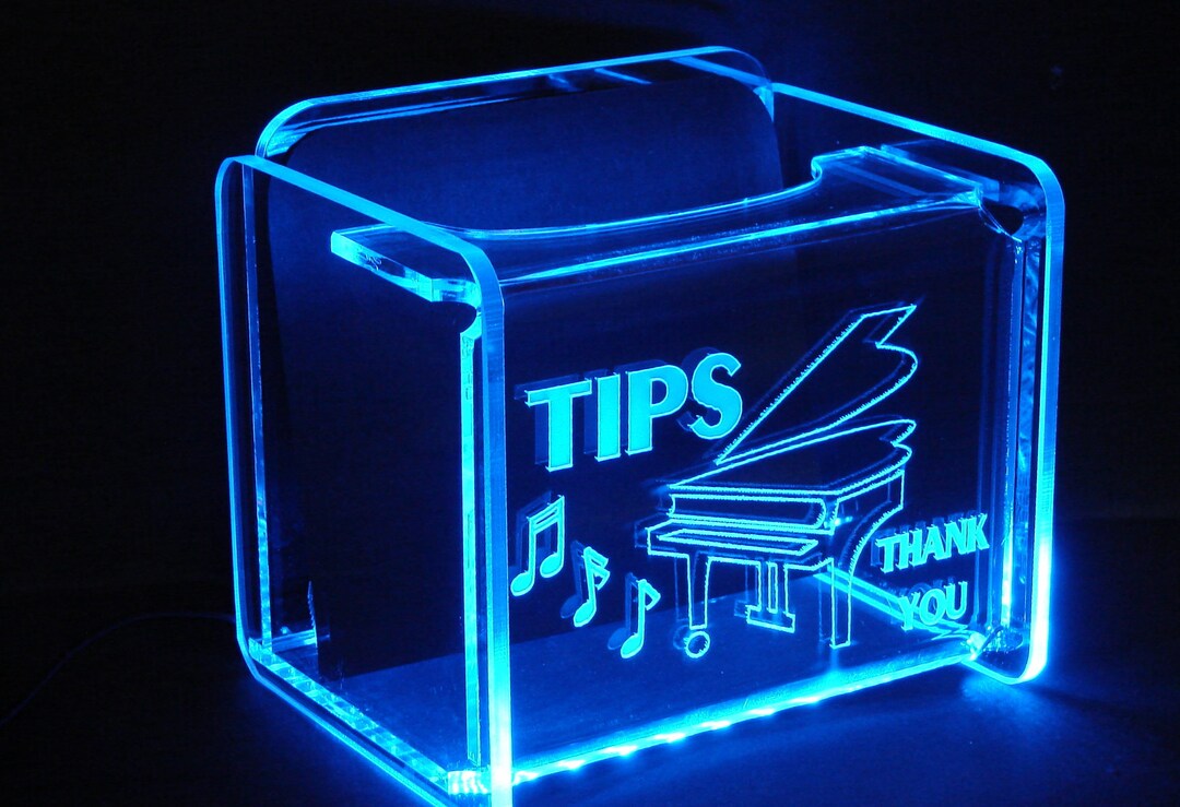 LED Glowing Tip Box-grand Piano Design- Tip Jar -LED Tip Jar -light up ...