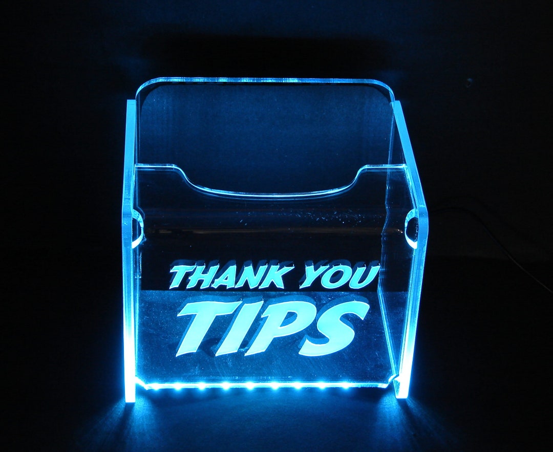 LED Glowing Tip Box Signboard Font Tip Jar LED Tip Jar light up Tip Jar ...