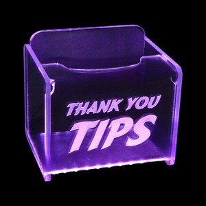 LED Glowing Tip Box- Signboard Font- Tip Jar -LED Tip Jar -light up Tip ...