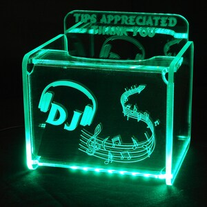 LED Glowing Tip Box- Rolling Music Design for Djs-tip Jar -LED Tip Jar ...