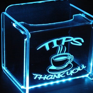LED Glowing Tip Box-classic Coffee Design for Baristas! Tip Jar -LED ...