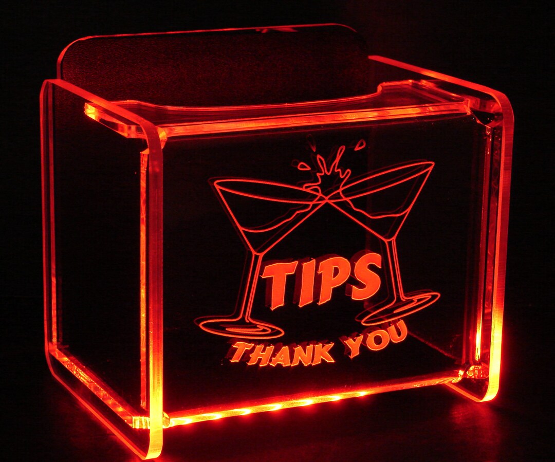 LED Glowing Tip Box-martini Design for Bartenders- Tip Jar -LED Tip Jar ...