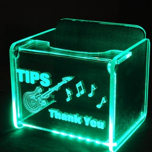 LED Glowing Tip Box- Spiral Electric Guitar for Musicians! Tip Jar -LED ...