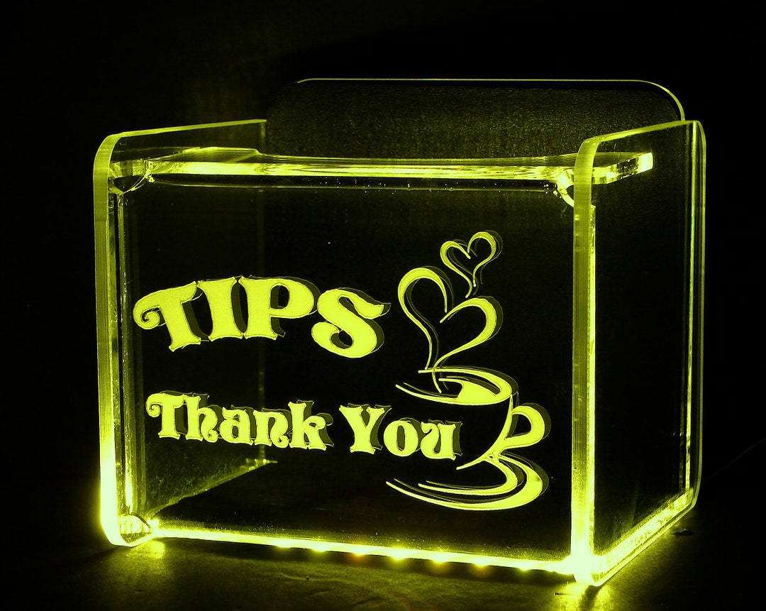 LED Glowing Tip Box- Coffee Love Design for Baristas! Tip Jar -LED Tip ...