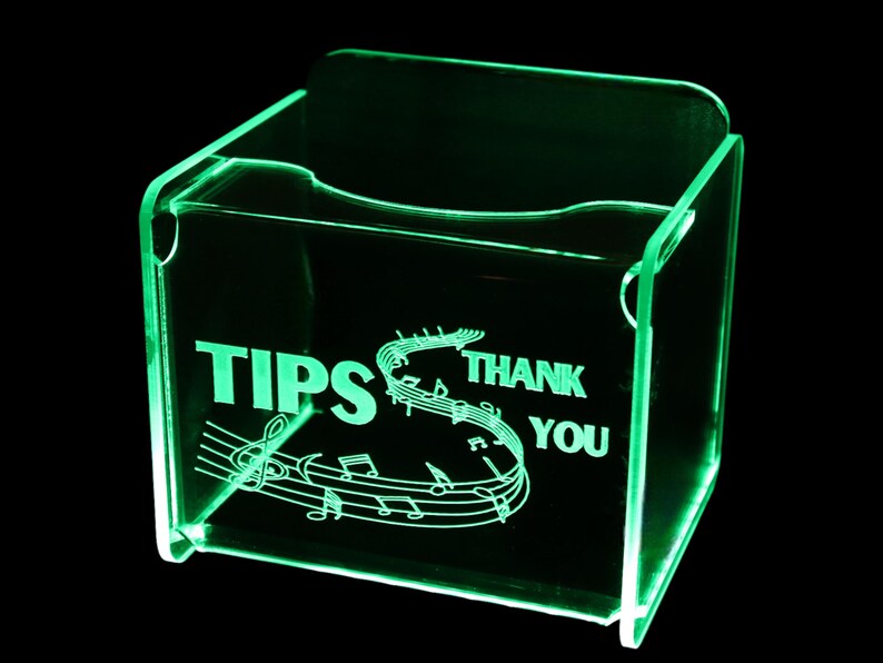 LED Glowing Tip Box- Music Lovers Tip Jar -LED Tip Jar -light up Tip ...