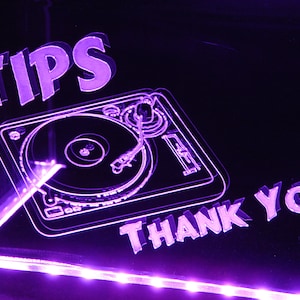 LED Glowing Tip Box - Turntable Design for Djs- Tip Jar - LED Tip Jar ...