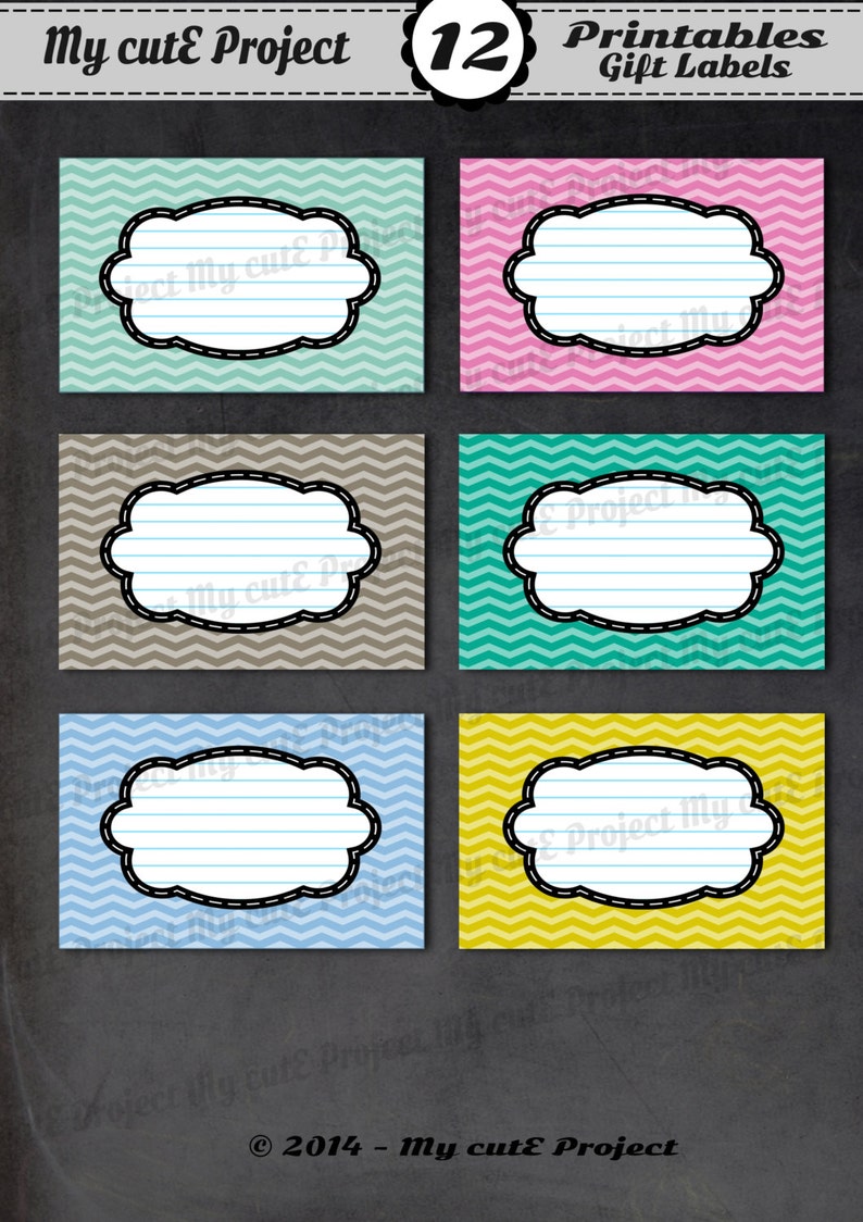 12 GIFT LABELS Printable CHEVRON Instant Download 3 - Etsy