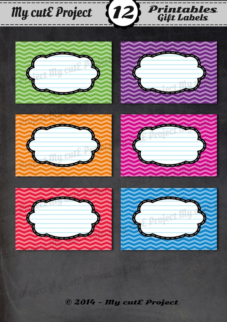 12 GIFT LABELS Printable CHEVRON Instant Download 3 - Etsy