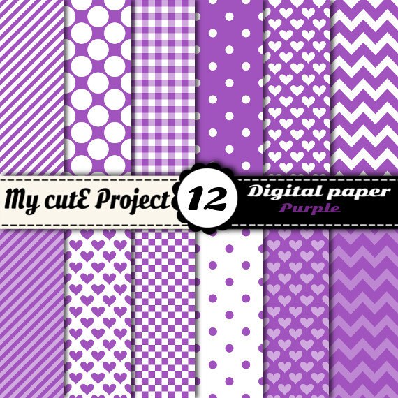 Digital Prints Art & Collectibles PURPLE POP digital paper pack Prints ...