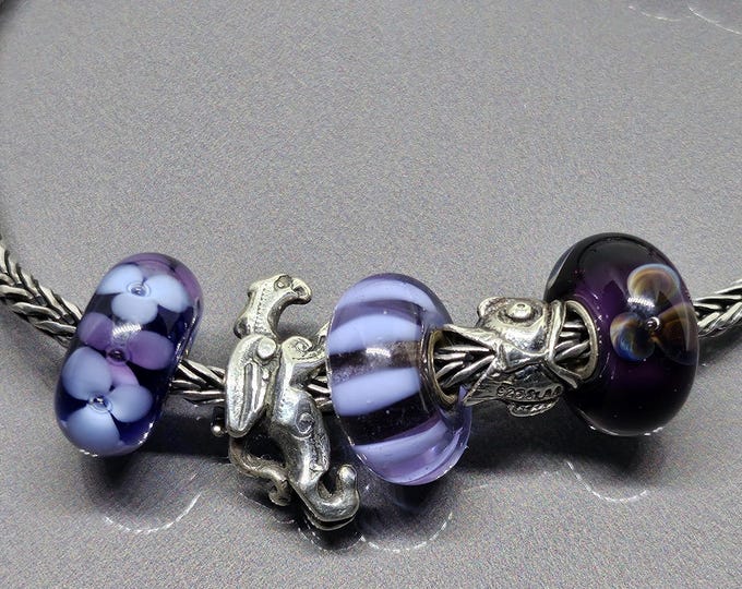 Stunning Authentic Trollbead Purple Stripes Glass Bead Charm RETIRED ...