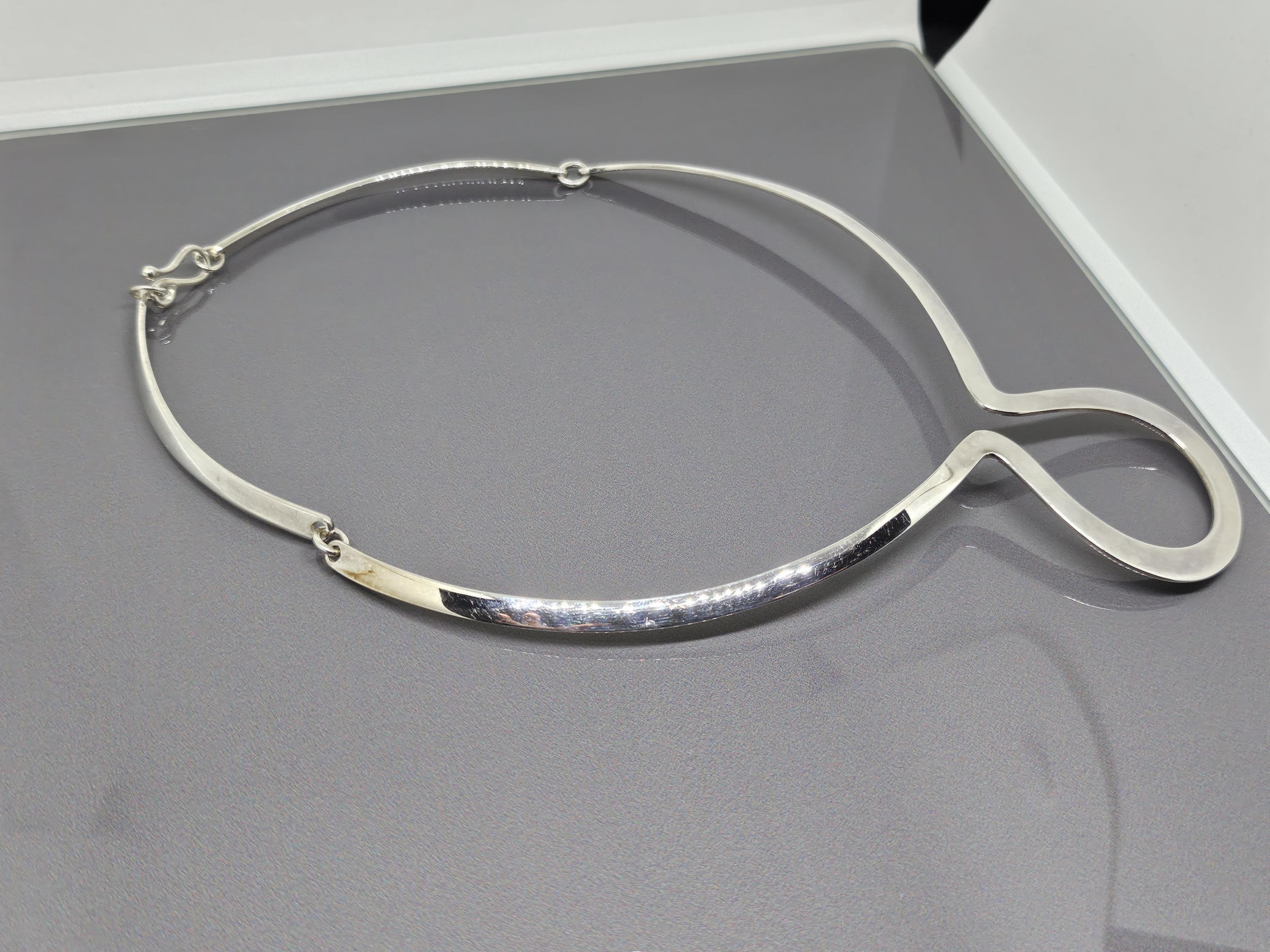 Modernist U Drop Torc Necklace Panel Tear Drop Slider Neck Torque 925 ...