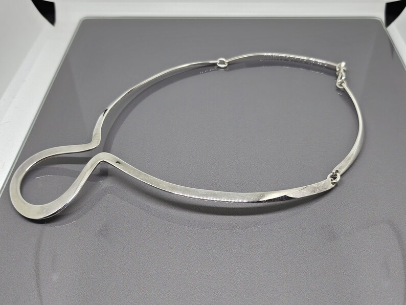 Modernist U Drop Torc Necklace Panel Tear Drop Slider Neck Torque 925 ...