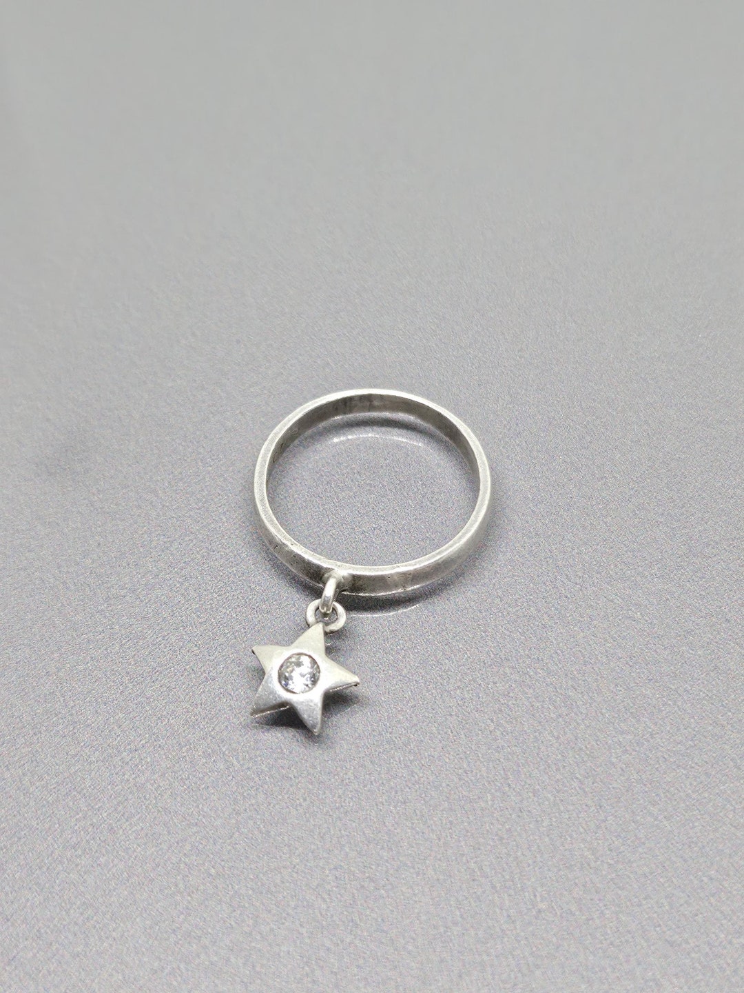 Vintage Star Dangle Ring CZ Star Charm Ring Dangle Stacking Ring 925 ...