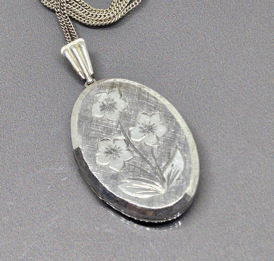 Vintage Georg Jensen Locket Necklace George Jensen Oval Triple Flower ...