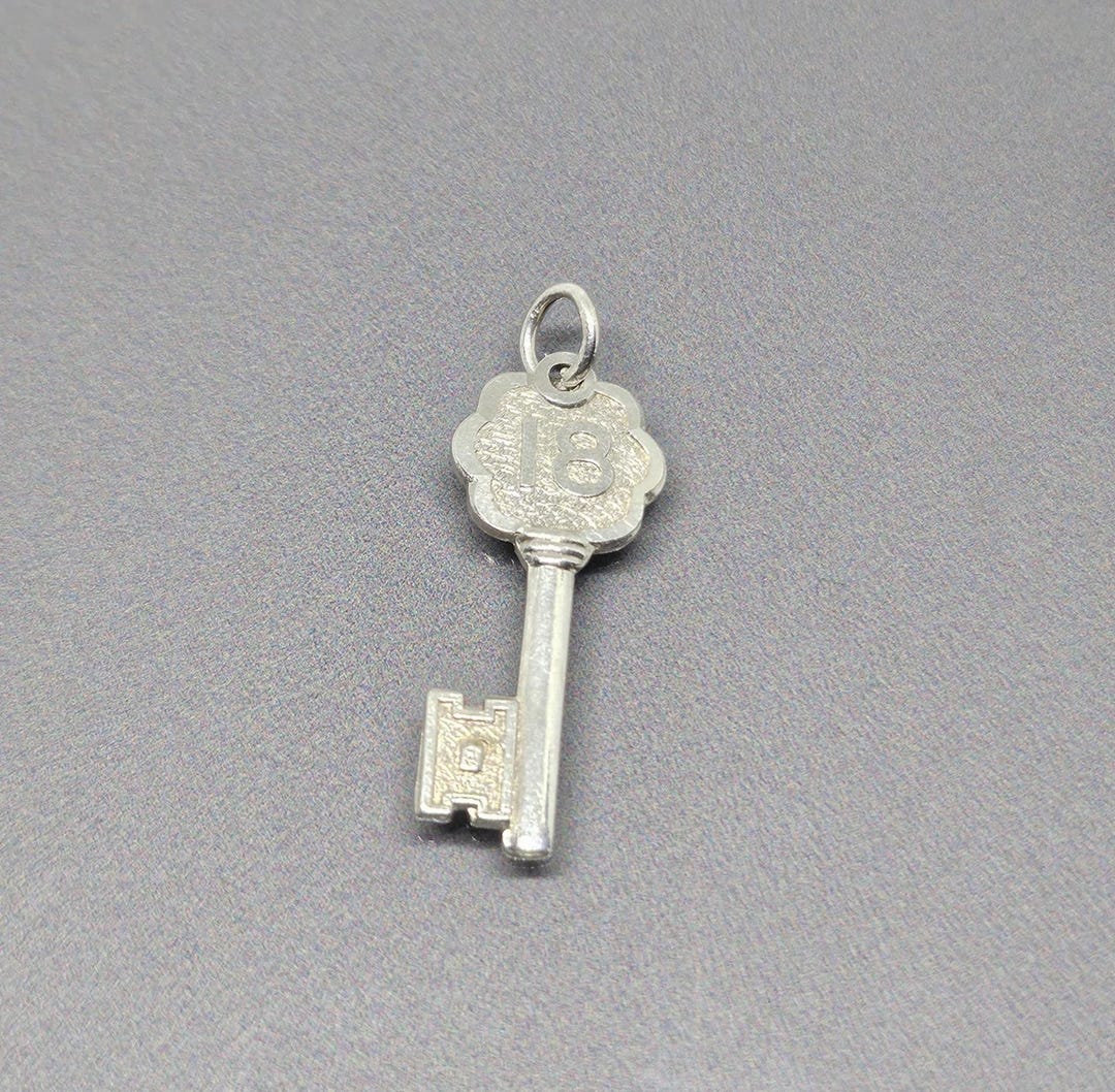 Vintage 1980s Key Charm 18th Birthday Key Charm 925 Sterling Silver ...