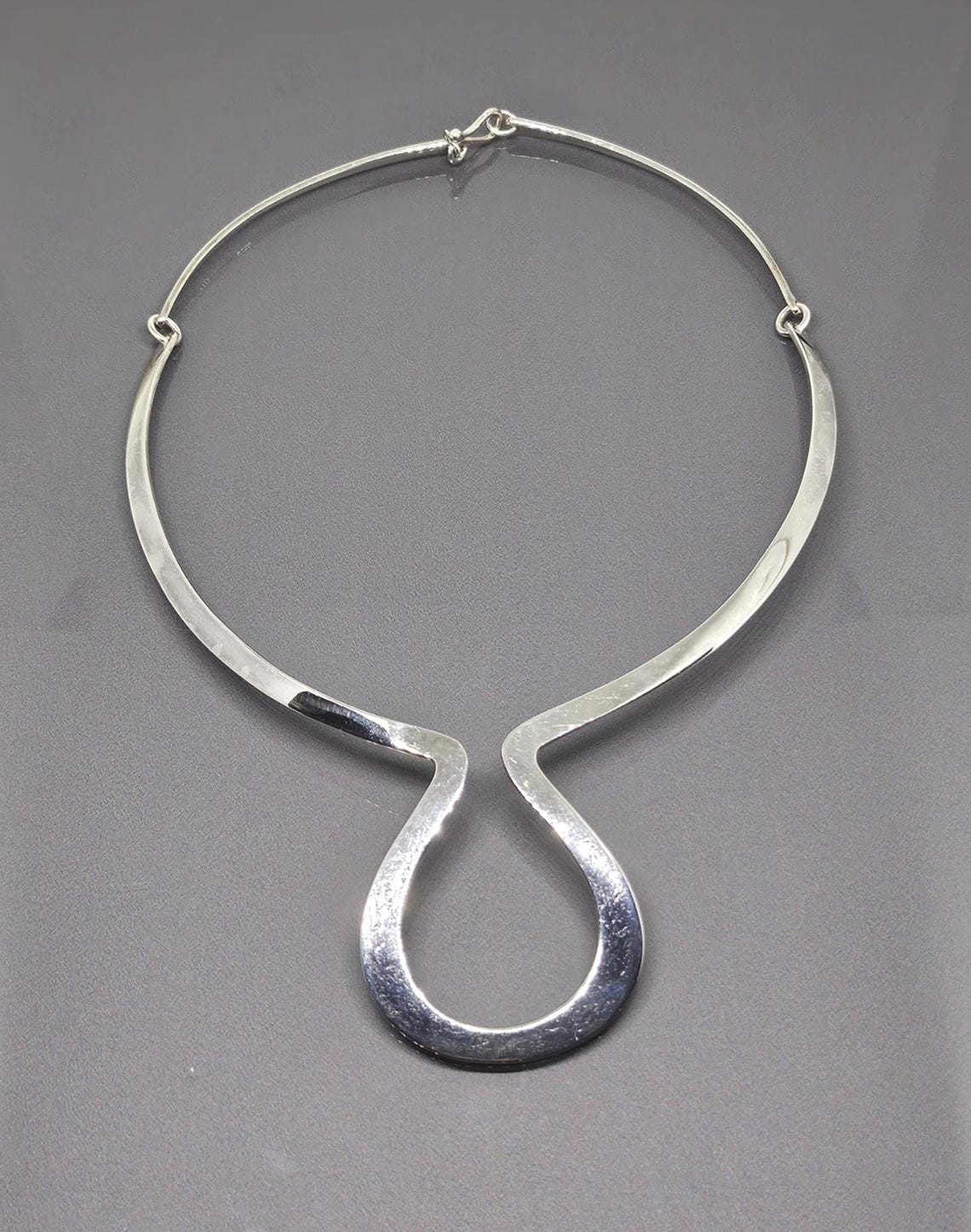 Modernist U Drop Torc Necklace Panel Tear Drop Slider Neck Torque 925 ...