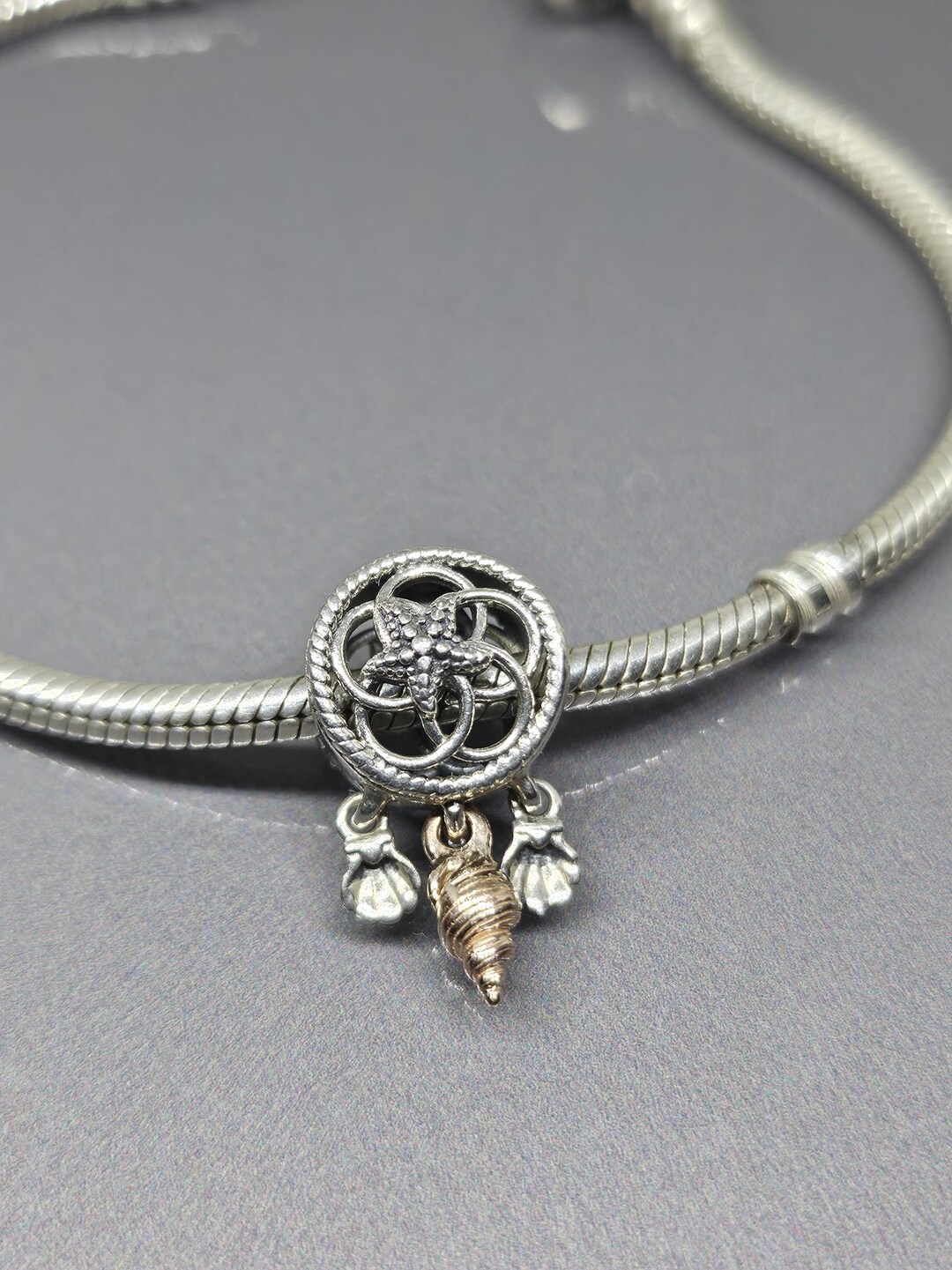 PANDORA Openwork Seashell Dreamcatcher Dangle Charm Retired Pandora ...