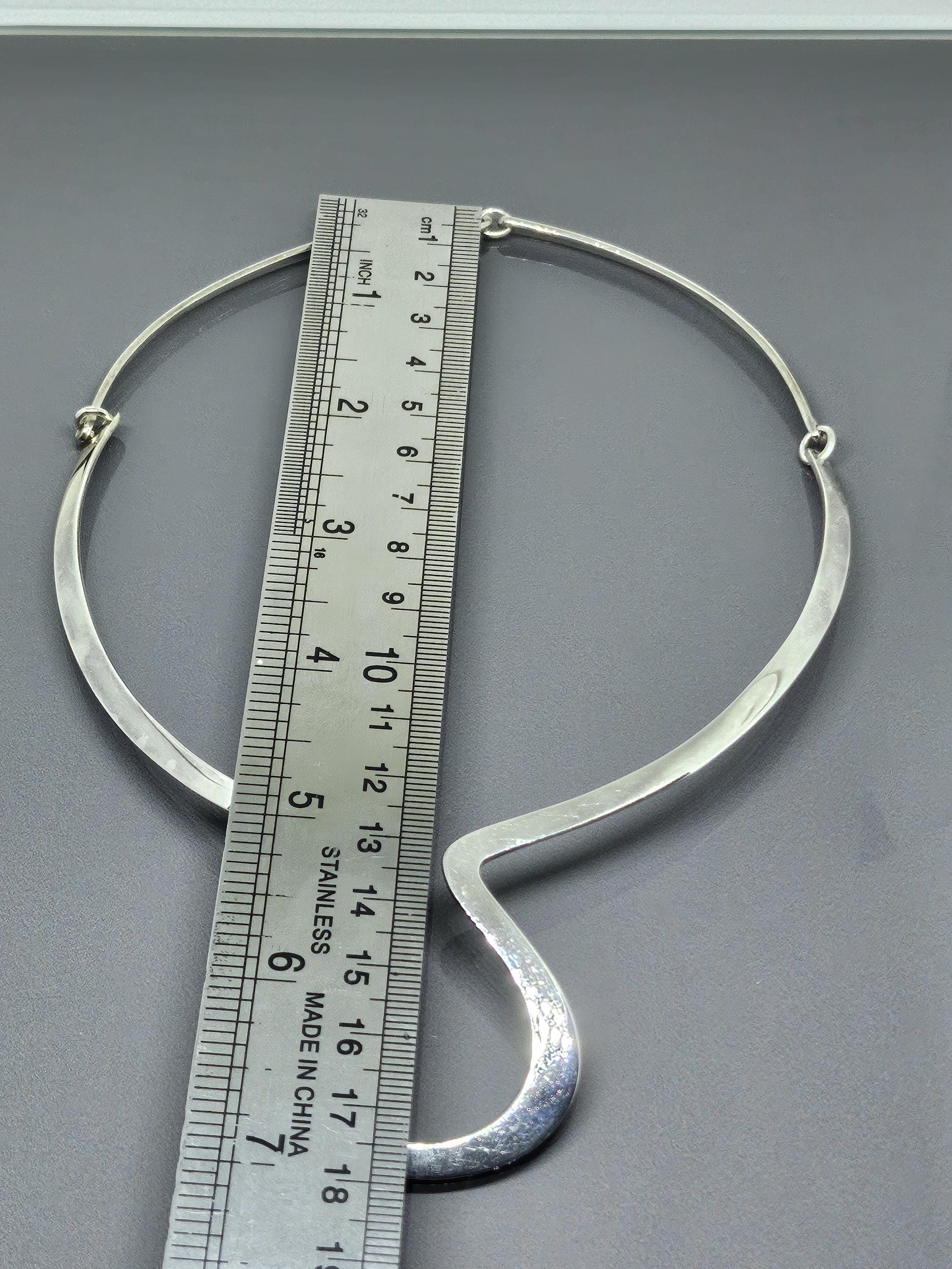 Modernist U Drop Torc Necklace Panel Tear Drop Slider Neck Torque 925 ...
