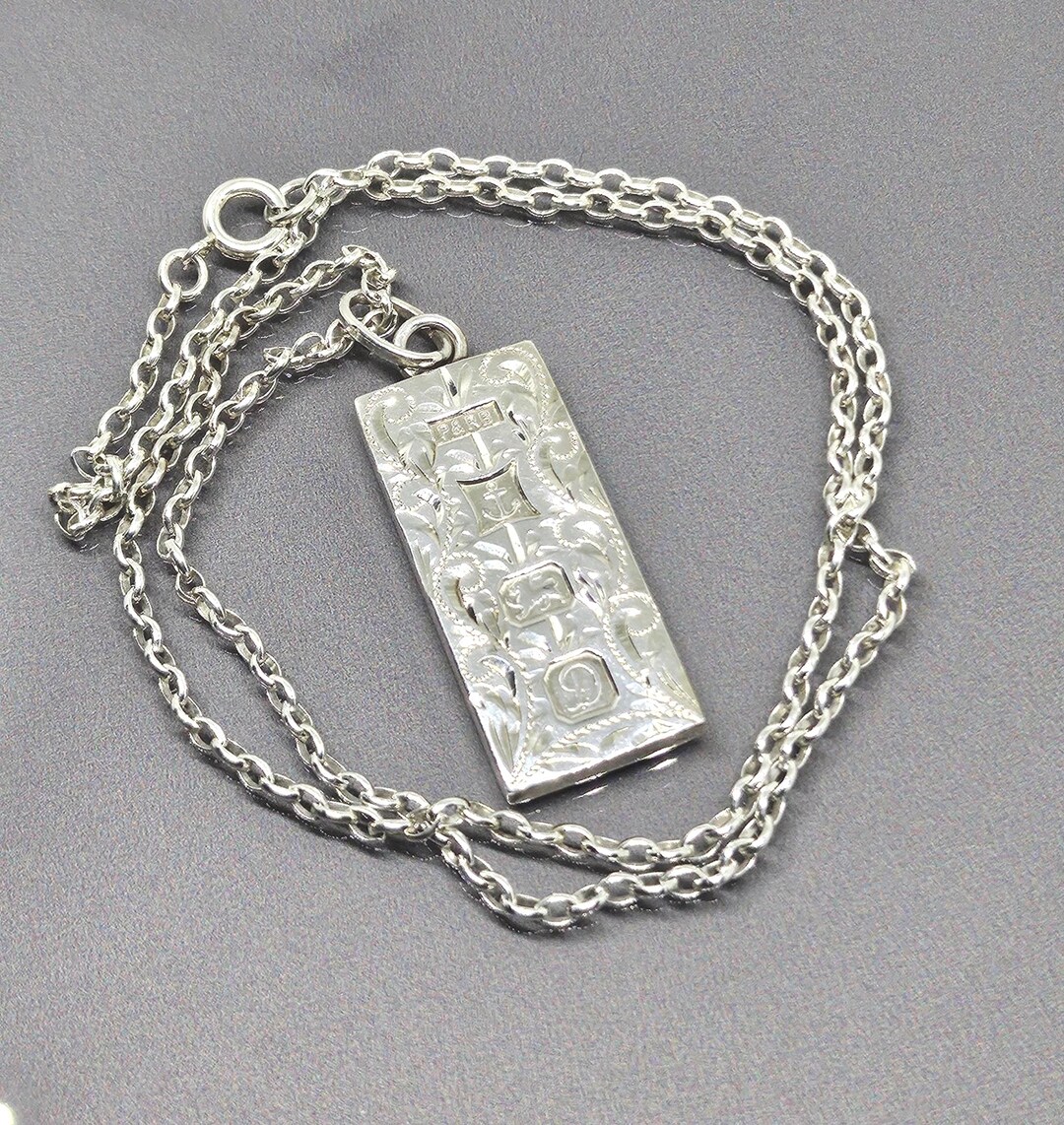 Vintage 1978 Engraved Ingot Pendant With Chain Birmingham 1978 Ingot ...