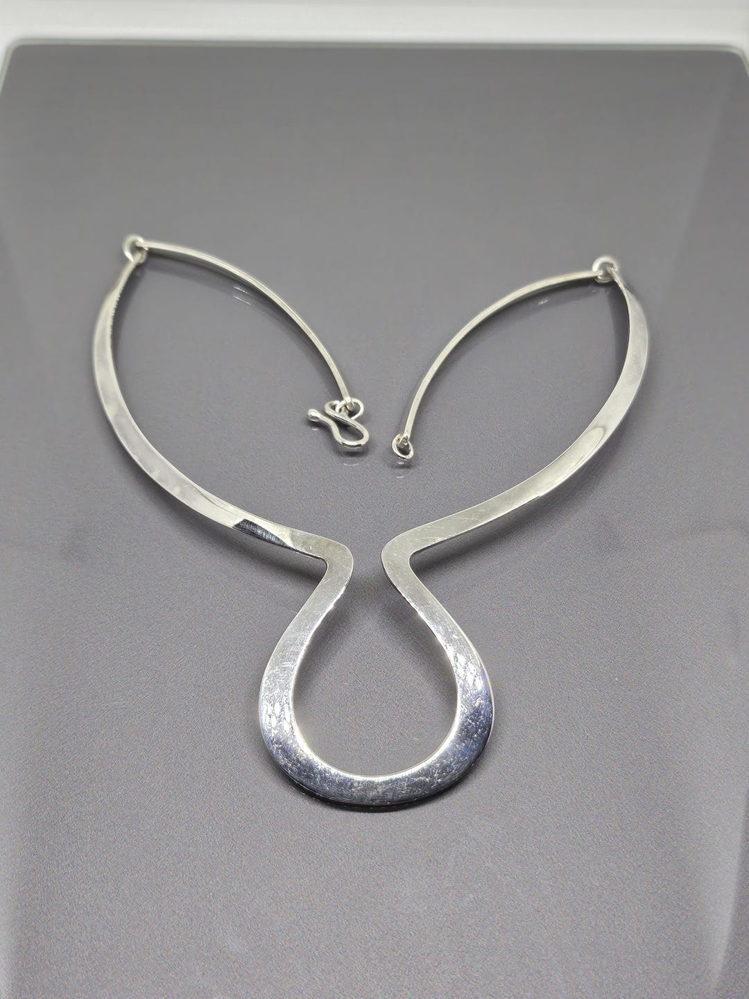 Modernist U Drop Torc Necklace Panel Tear Drop Slider Neck Torque 925 ...