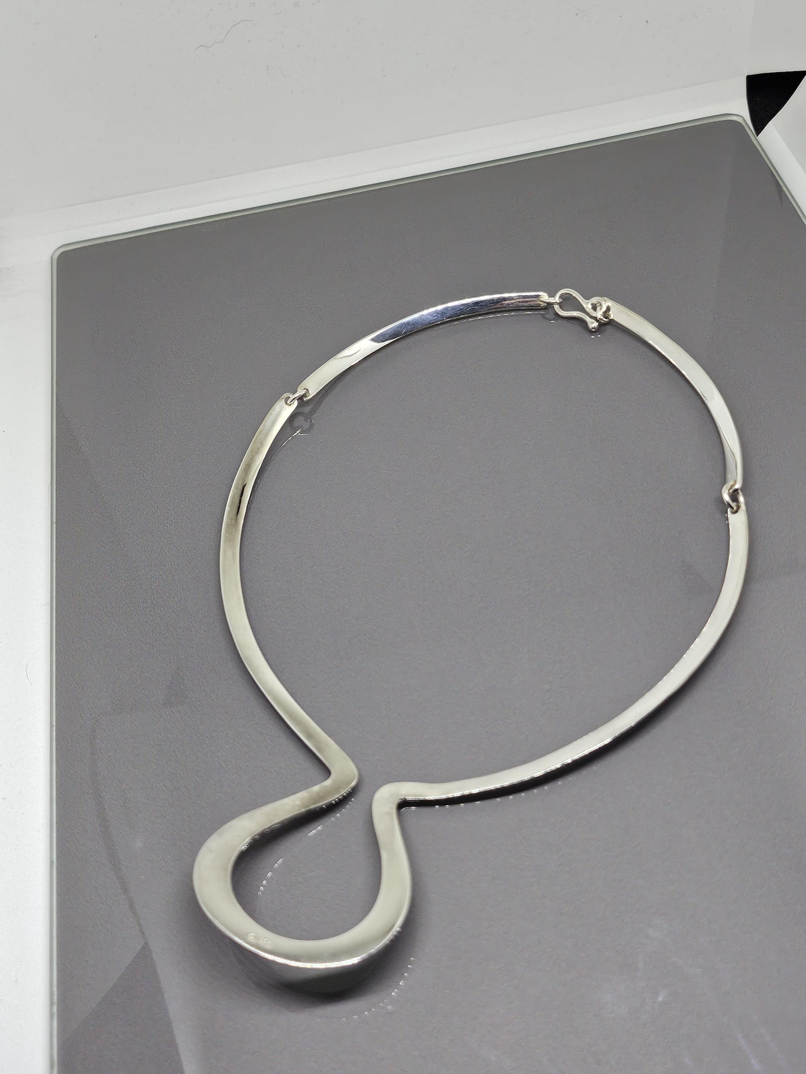 Modernist U Drop Torc Necklace Panel Tear Drop Slider Neck Torque 925 ...