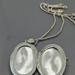 Vintage Slim Oval Locket Necklace Slim Oval Mirrored Center Engraved ...