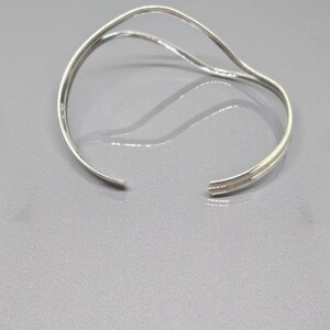 Double Wave Bangle Bracelet Open Wave Cuff Bravelet 925 Sterling Silver ...