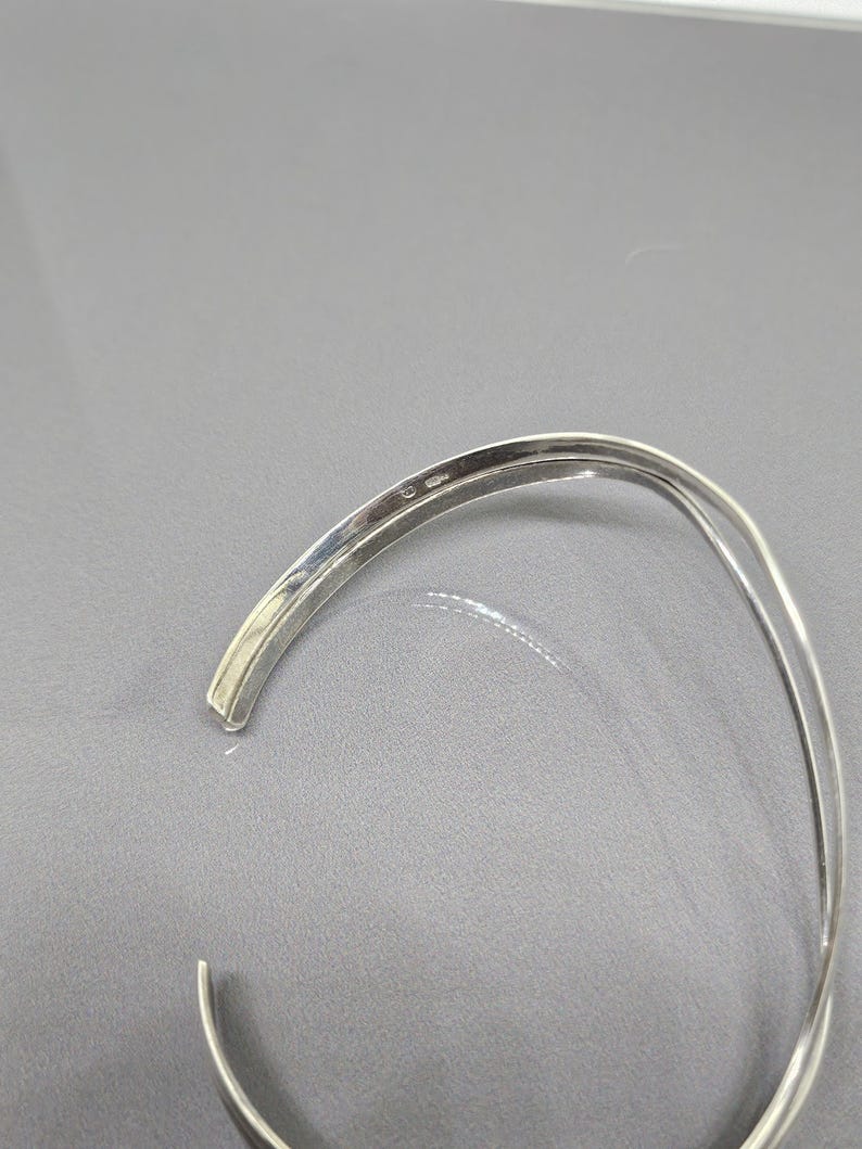 Double Wave Bangle Bracelet Open Wave Cuff Bravelet 925 Sterling Silver ...