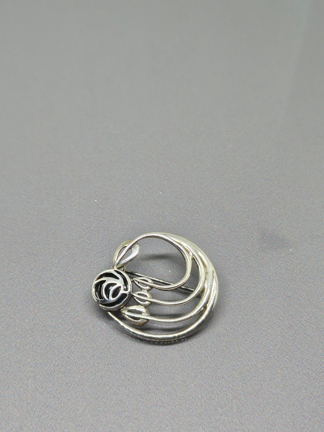 Kit Heath Mackintosh Style Glasgow Rose Brooch With Onyx 925 Sterling ...