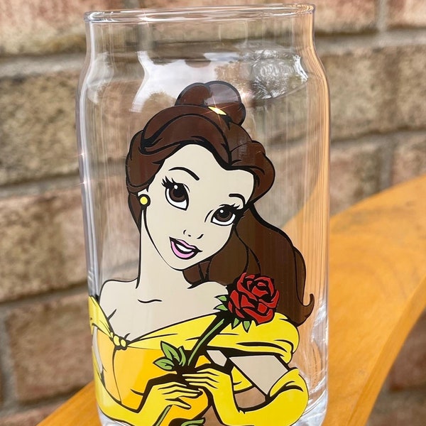 Princess Belle Glass Can Png - Etsy