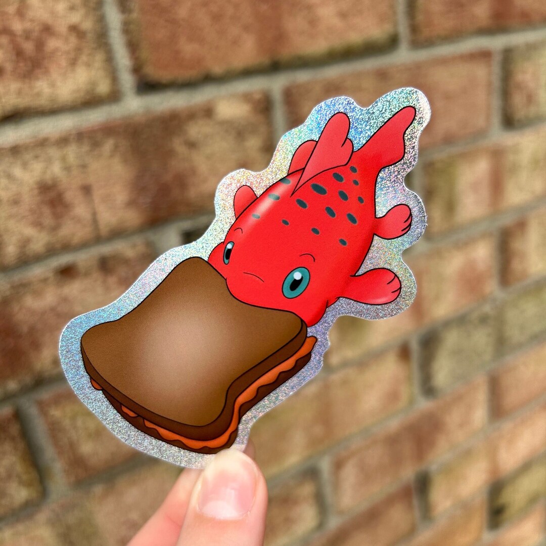 Pudge the Fish, Holographic Glitter Vinyl Sticker - Etsy