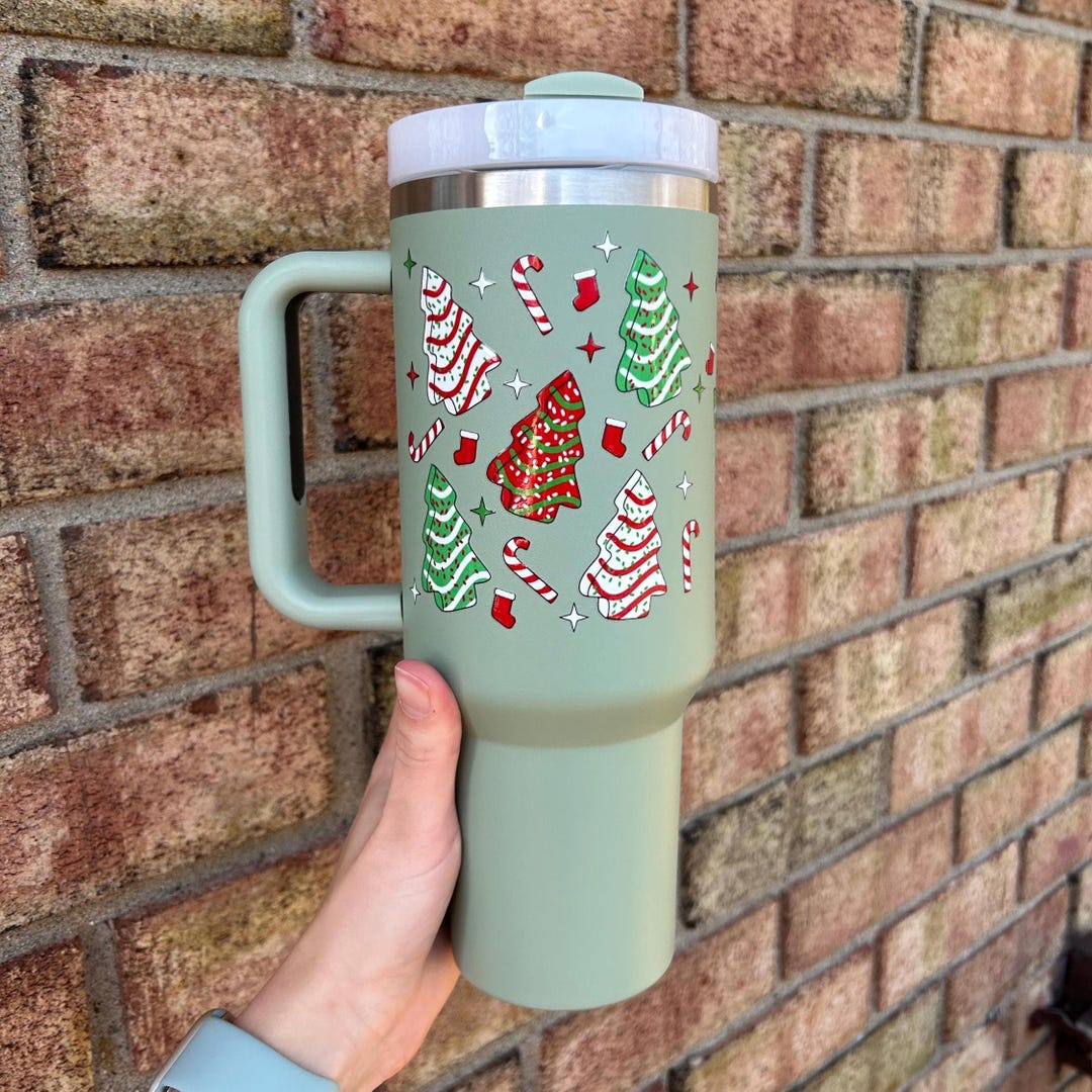 Holiday Sprinkle Trees on Sage Green Tumbler Insulated 40oz. - Etsy