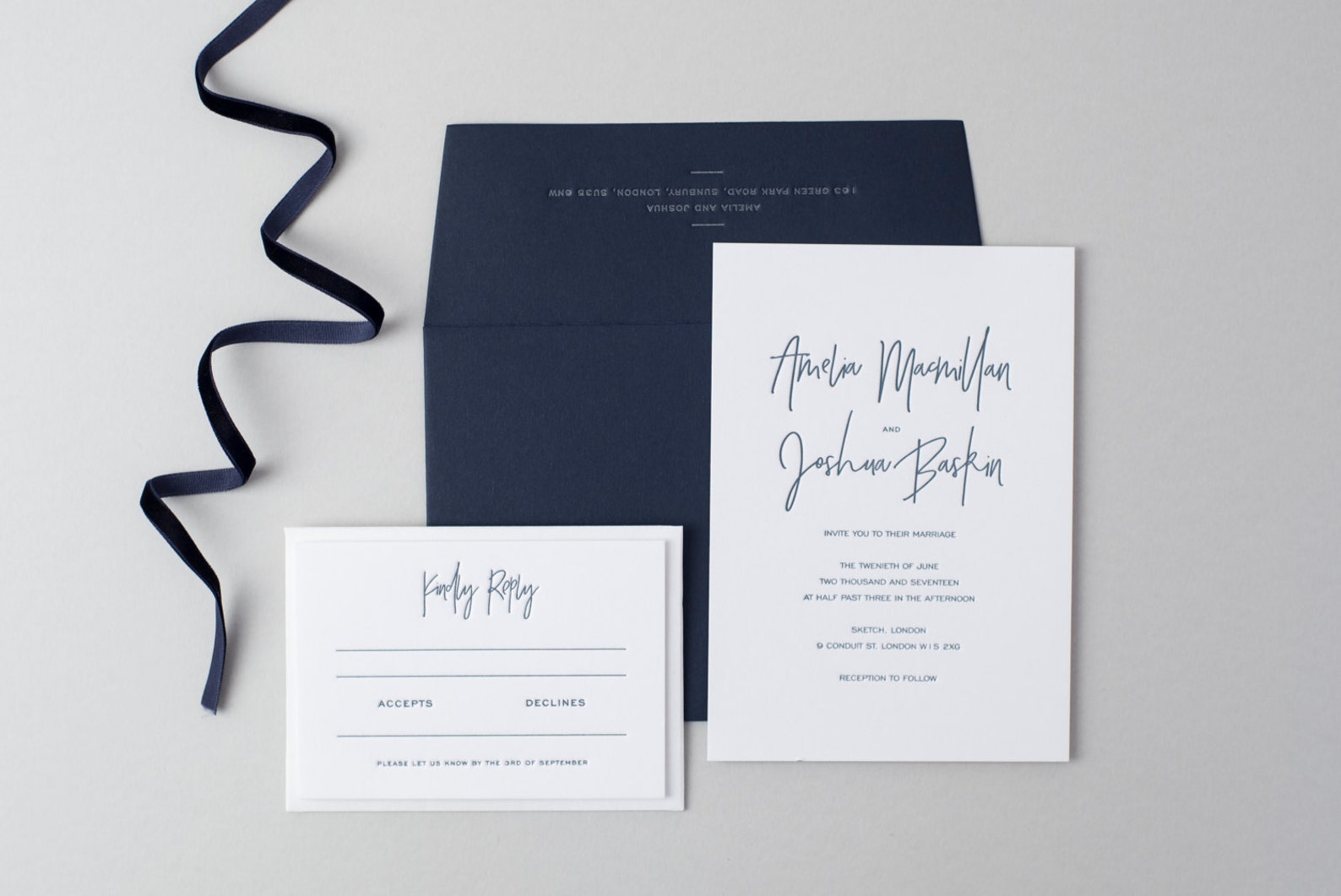Letterpress Wedding Invitation Suite main Invite and RSVP - Etsy
