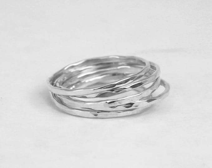 Five Hammered Stacking Rings in Sterling Silver - Etsy