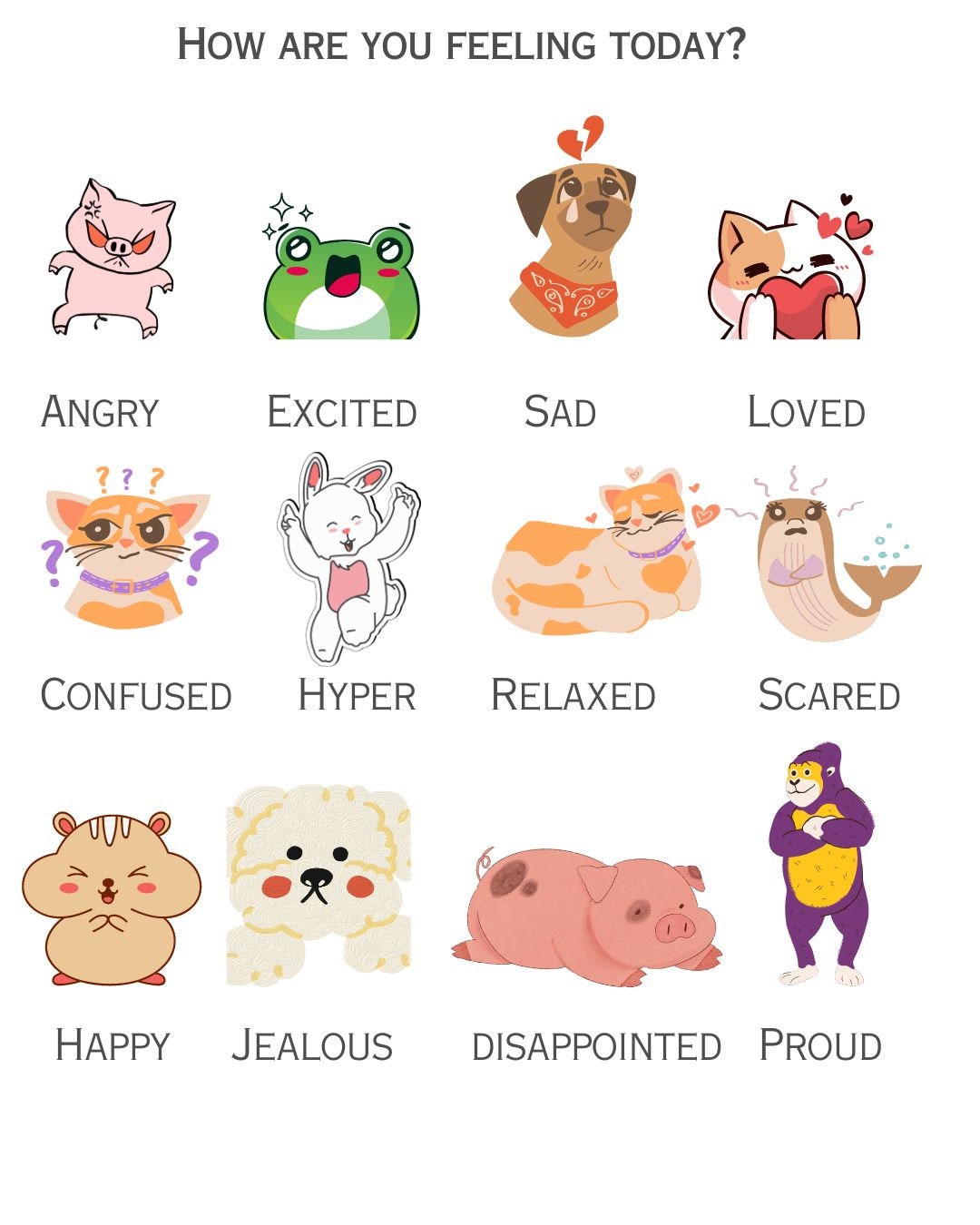 Animal Feelings Chart - Etsy