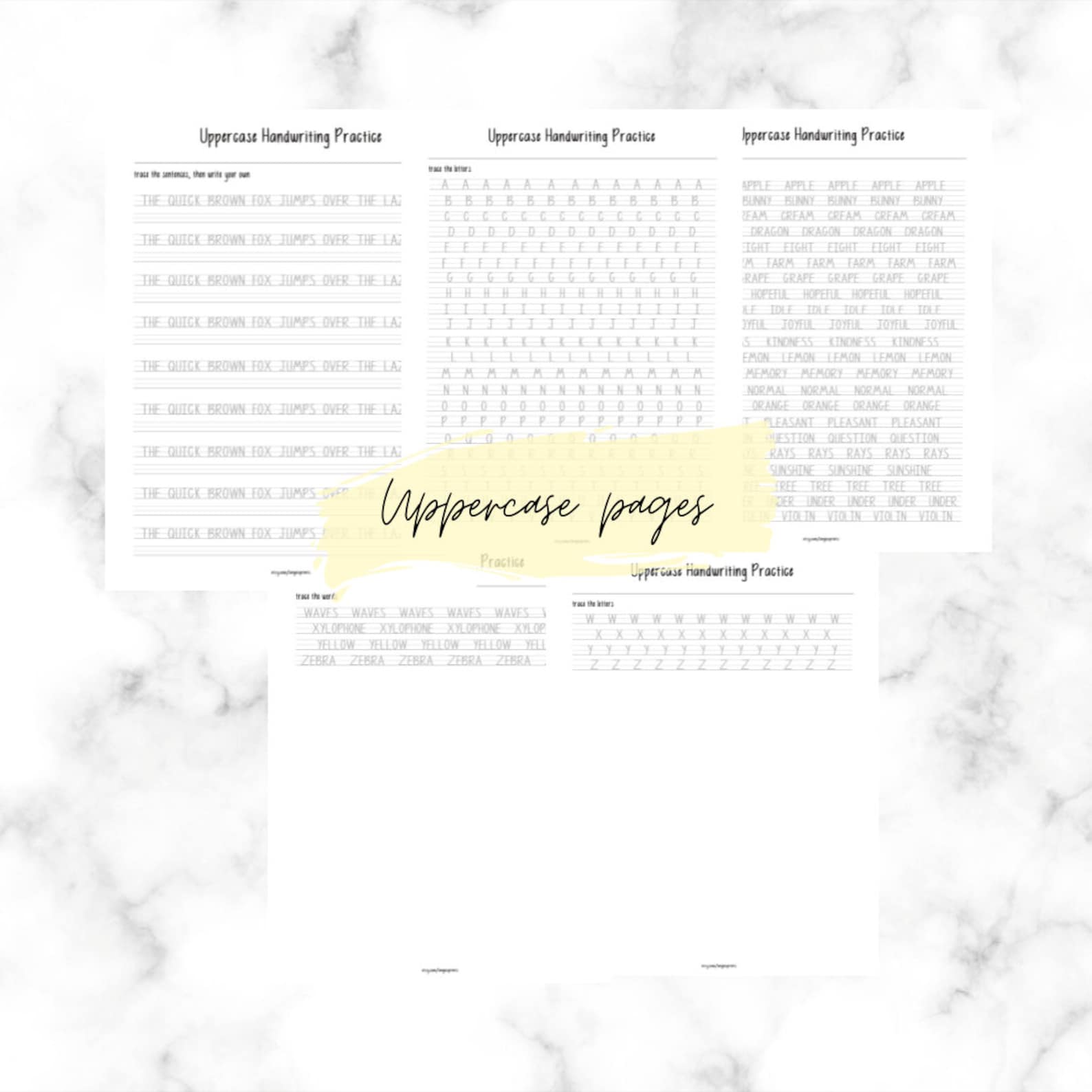 Cute and Preppy Handwriting Worksheets, 10 Pages, College Notes, High ...