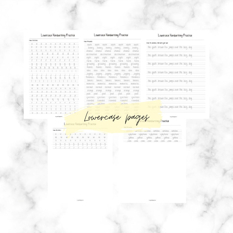 Cute and Preppy Handwriting Worksheets, 10 Pages, College Notes, High ...