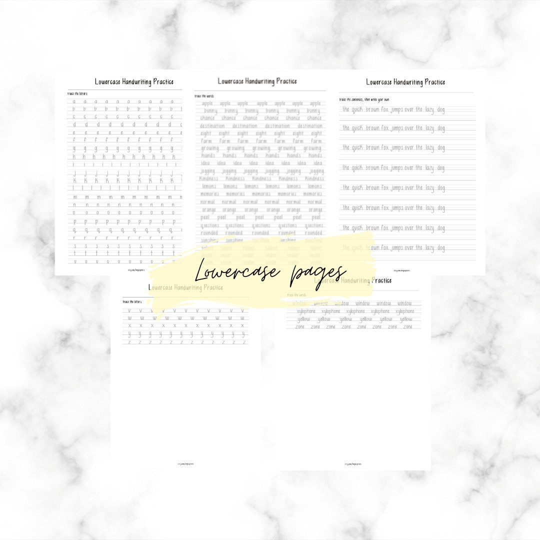 Cute and Preppy Handwriting Worksheets, 10 Pages, College Notes, High ...