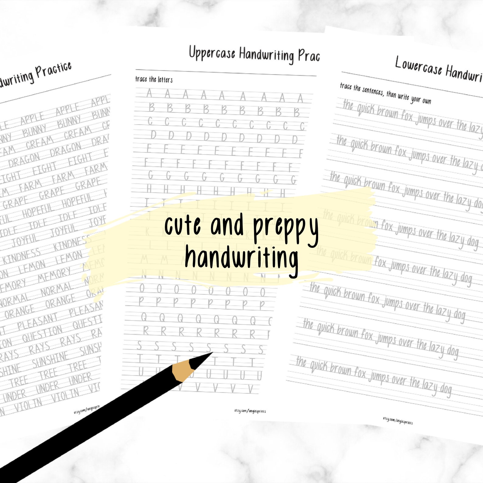 Cute and Preppy Handwriting Worksheets, 10 Pages, College Notes, High ...
