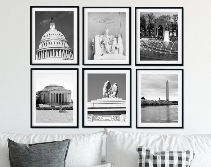 Washington DC Print Black and White Photography Set Set of 6 - Etsy