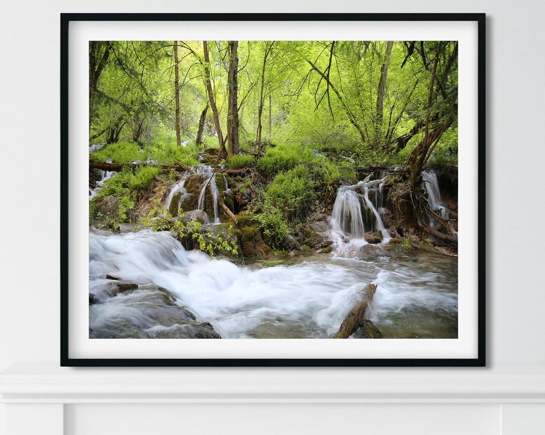 Landscape Photography, Waterfall Print, Green Wall Art, Waterfall Photo ...